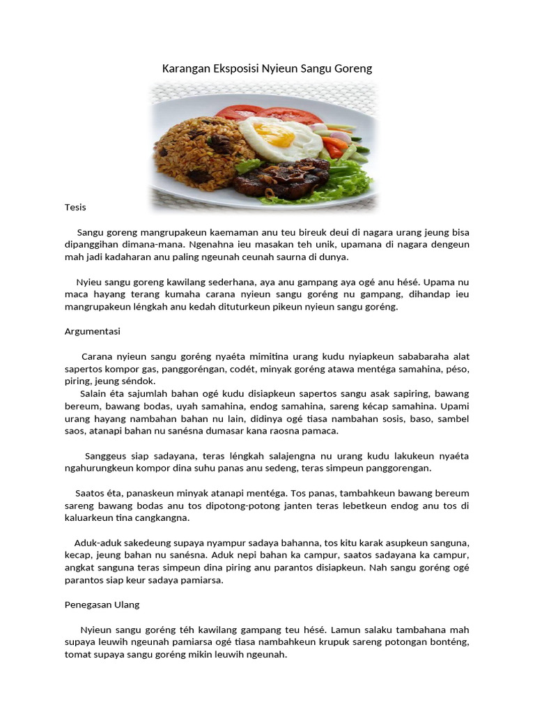 Karangan Eksposisi Nyieun Sangu Goreng Dan Banjir | PDF
