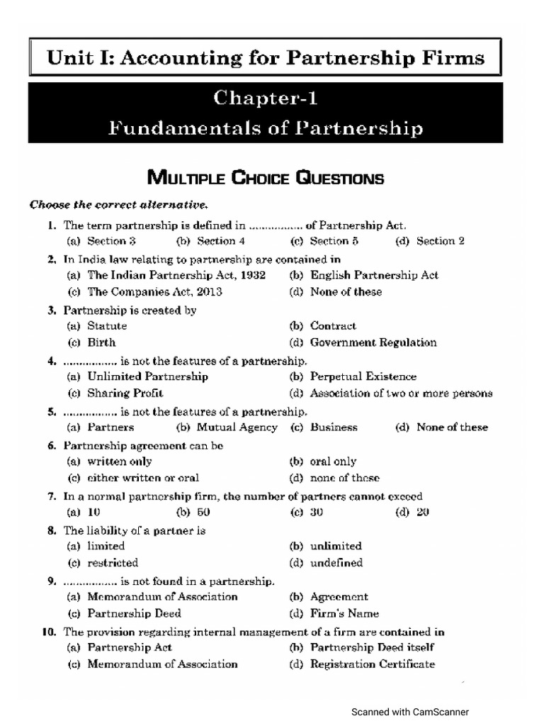 Ch1 Fundamentals of Partnership | PDF