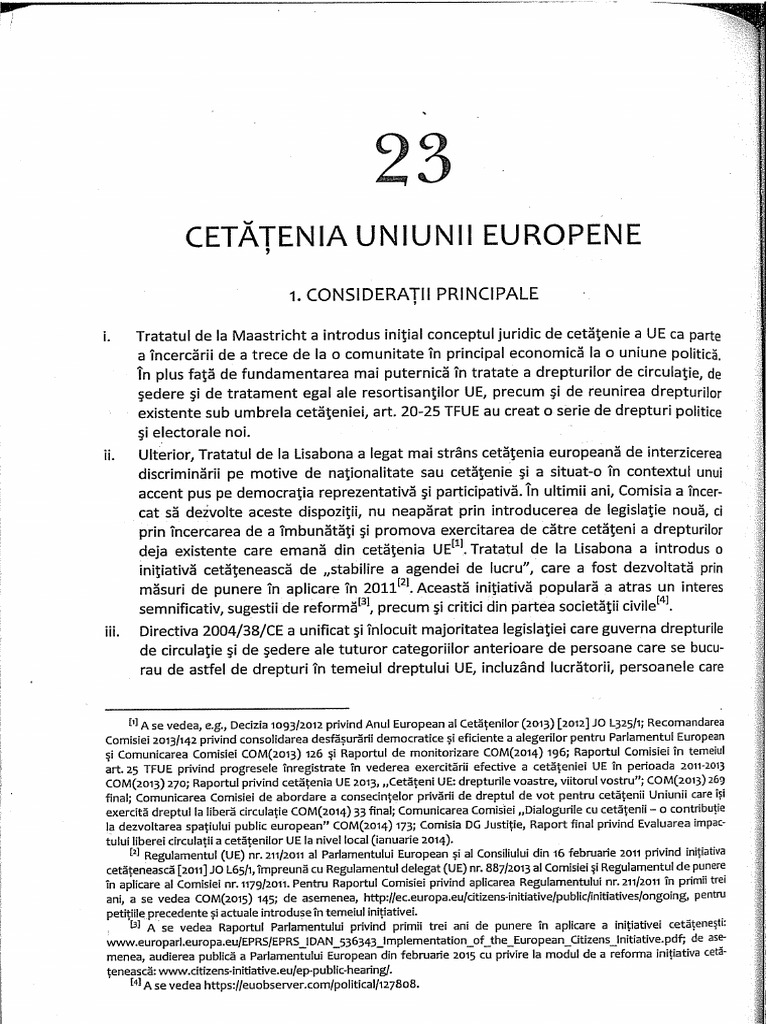 Cetatenia Uniunii Europene - Craig Si de Burca | PDF