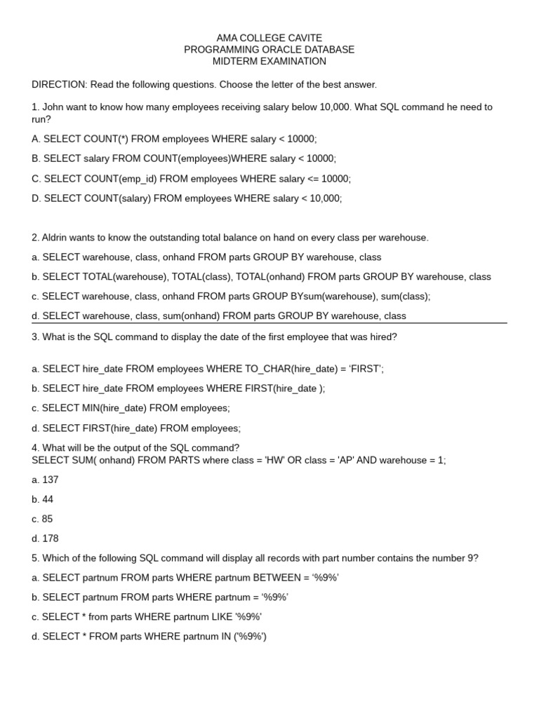 Prog Oracle Mid | PDF