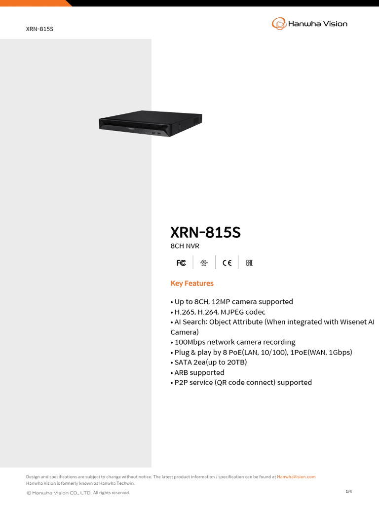 DataSheet XRN-815S 230309 EN | PDF