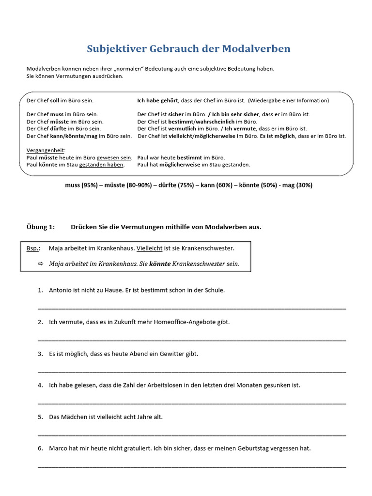 Subjektiver Gebrauch Der Modalverben | PDF