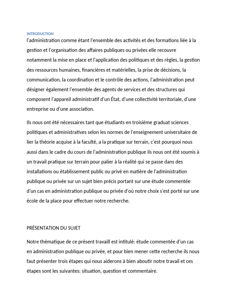 Travail Pratique Adm Pub | PDF