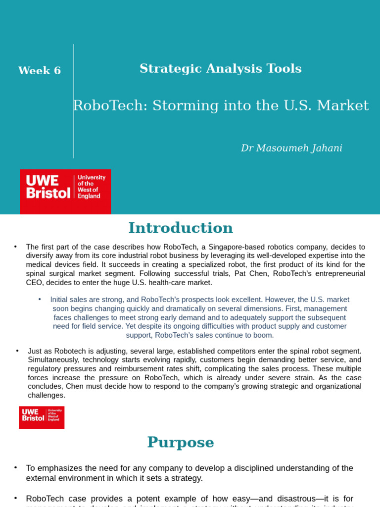Group Session Week 6 RoboTech Storming Into The USA Market | PDF | Swot ...