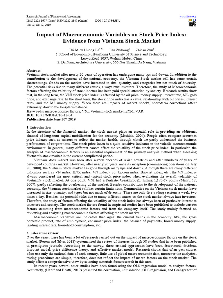 Impact of Macroeconomic Variables On Stock Price Index Evidence From ...
