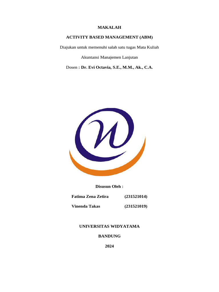 Kel 3. Activity Based Management - Fatima Zena Zetira & Vinenda 1 | PDF