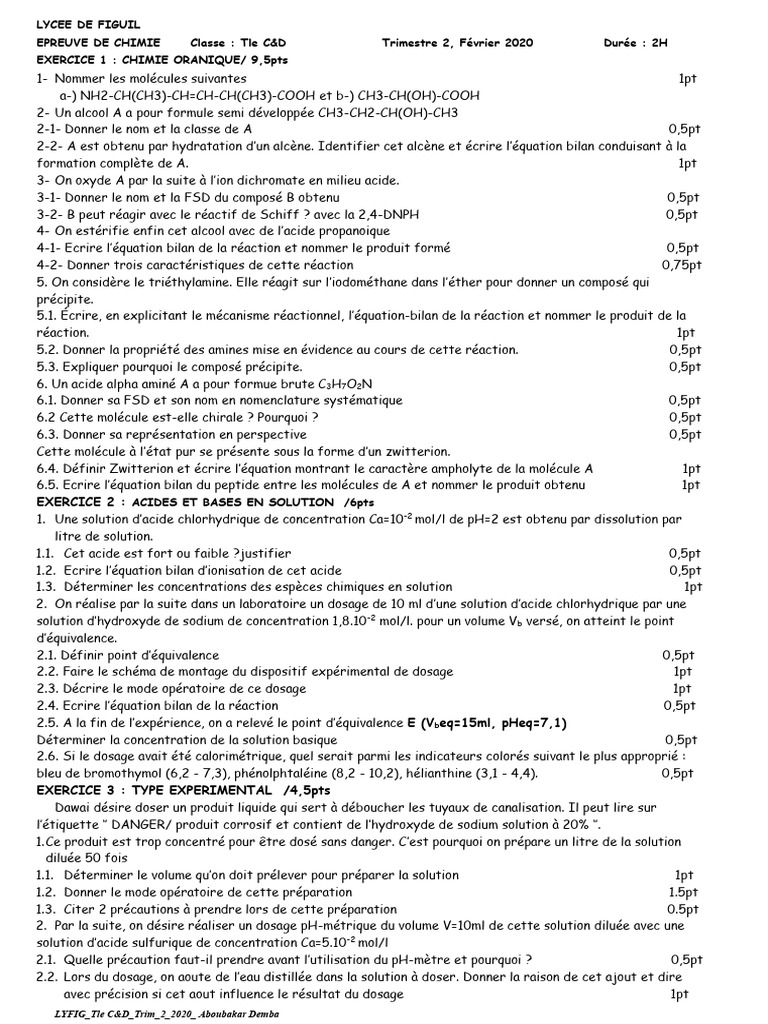 Trim 2 CHIMIE TLEC&D | PDF