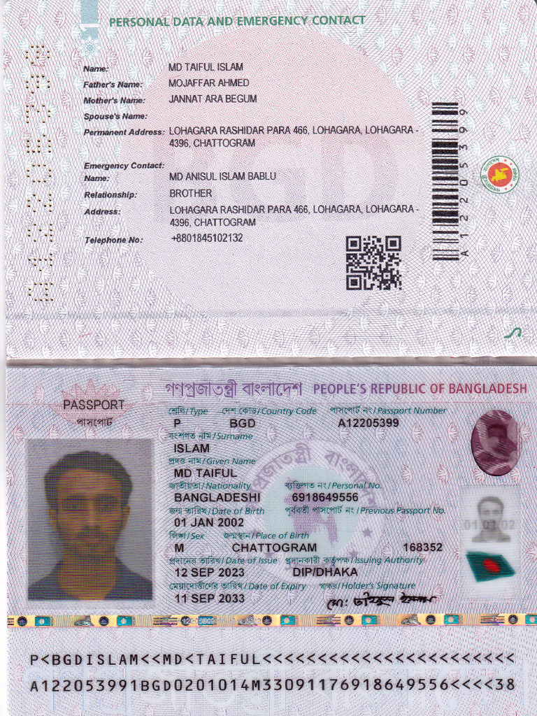 Md Taiful Islam Passport | PDF