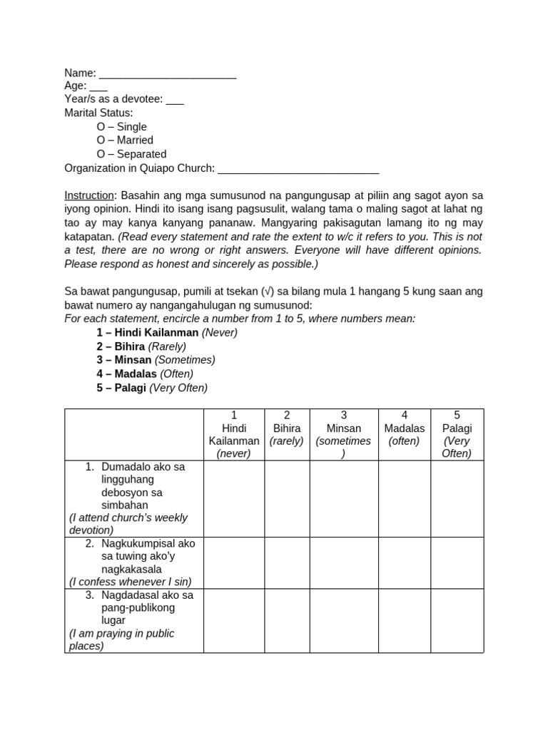 Religiosity Scale FINAL | PDF