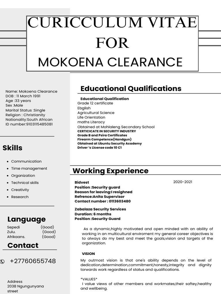 Grey and White CV Resume | PDF