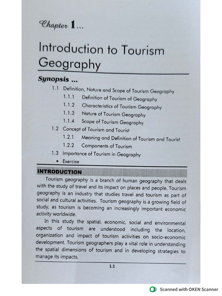 Topic 1 - Introduction To Tourism Geography | PDF