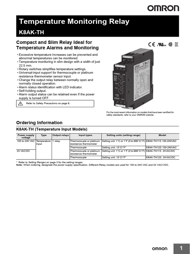 n187 K8ak-Th Temperature Monitoring Relay Datasheet en | PDF