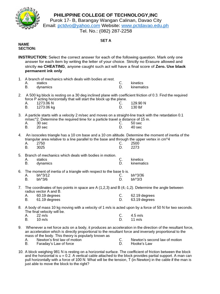 General Physics Exam | PDF