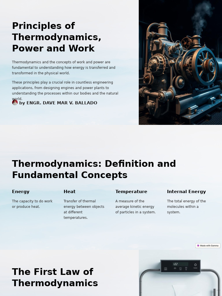 Principles of Thermodynamics Power and Work | PDF | Entropy | Heat