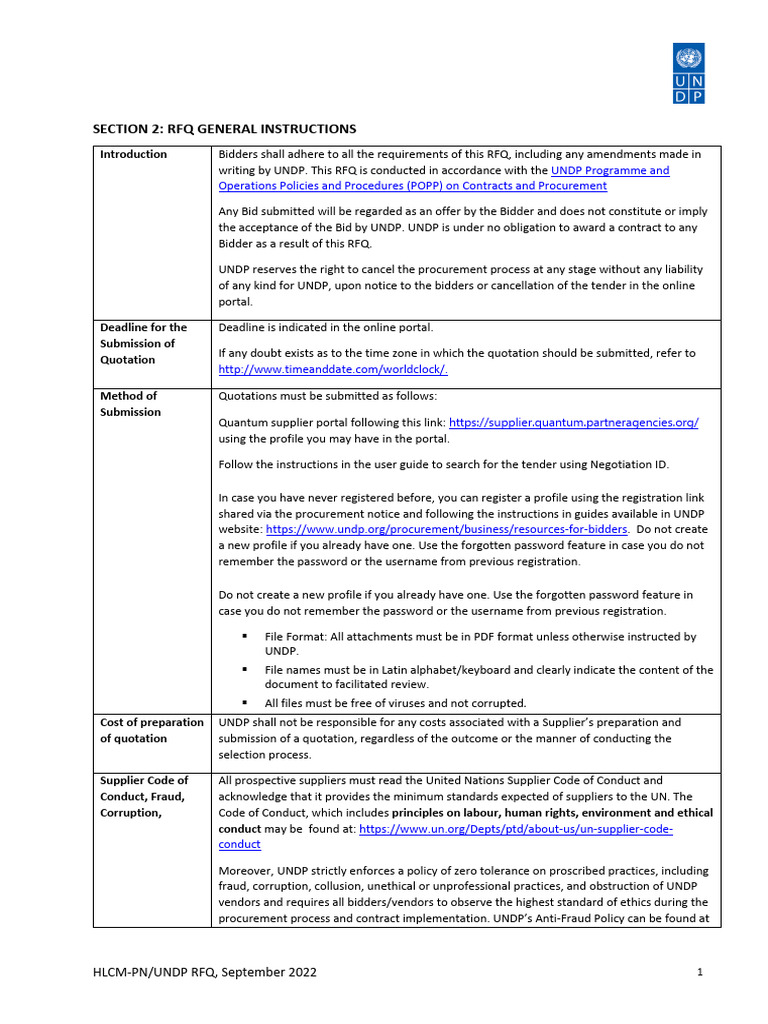 EN Request For Quotation Section 2 General Instructions | PDF | Joint Venture | Taxes
