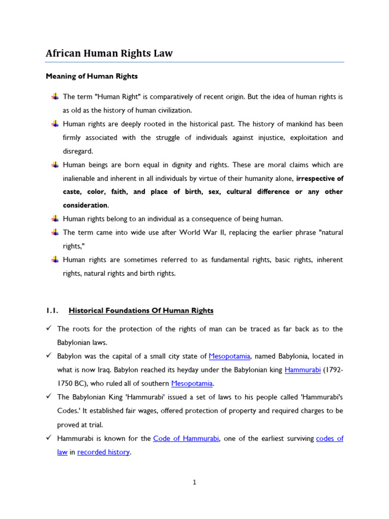 123 HAND OUT On African Human Rights Law | PDF