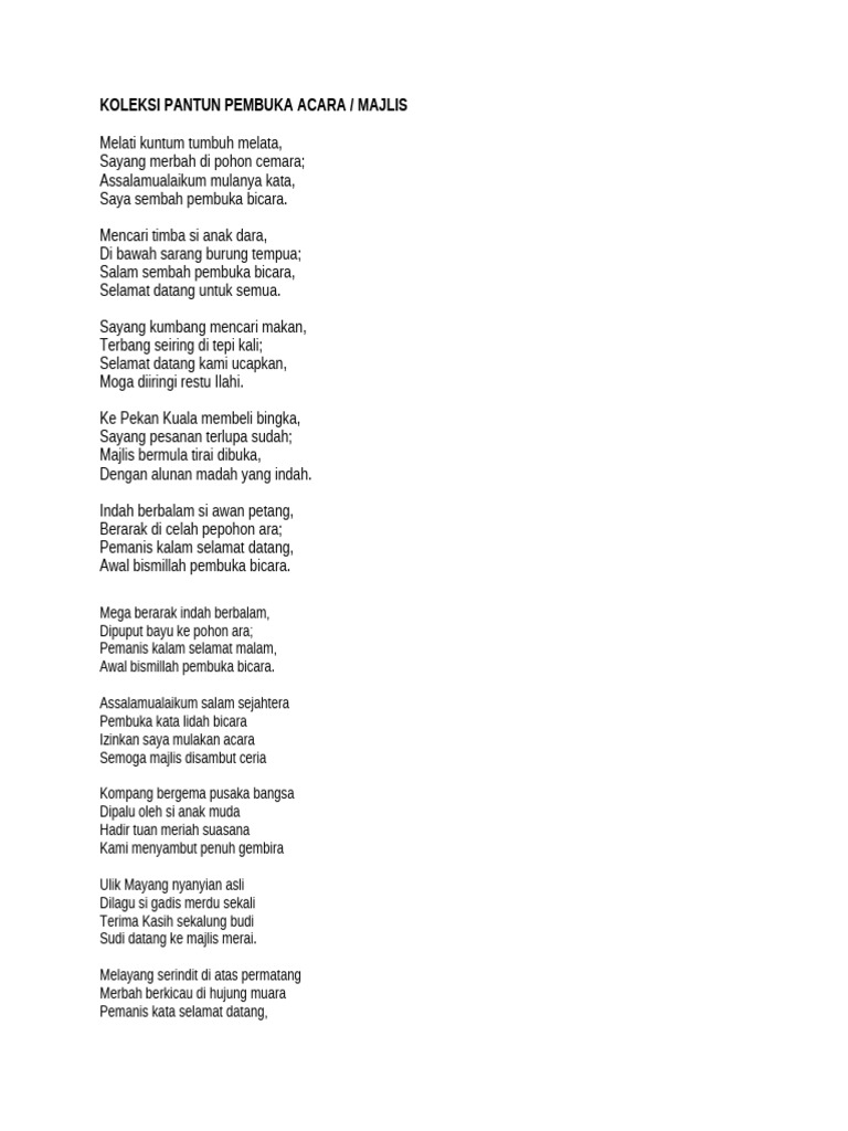 Koleksi Pantun Pembuka Acara | PDF