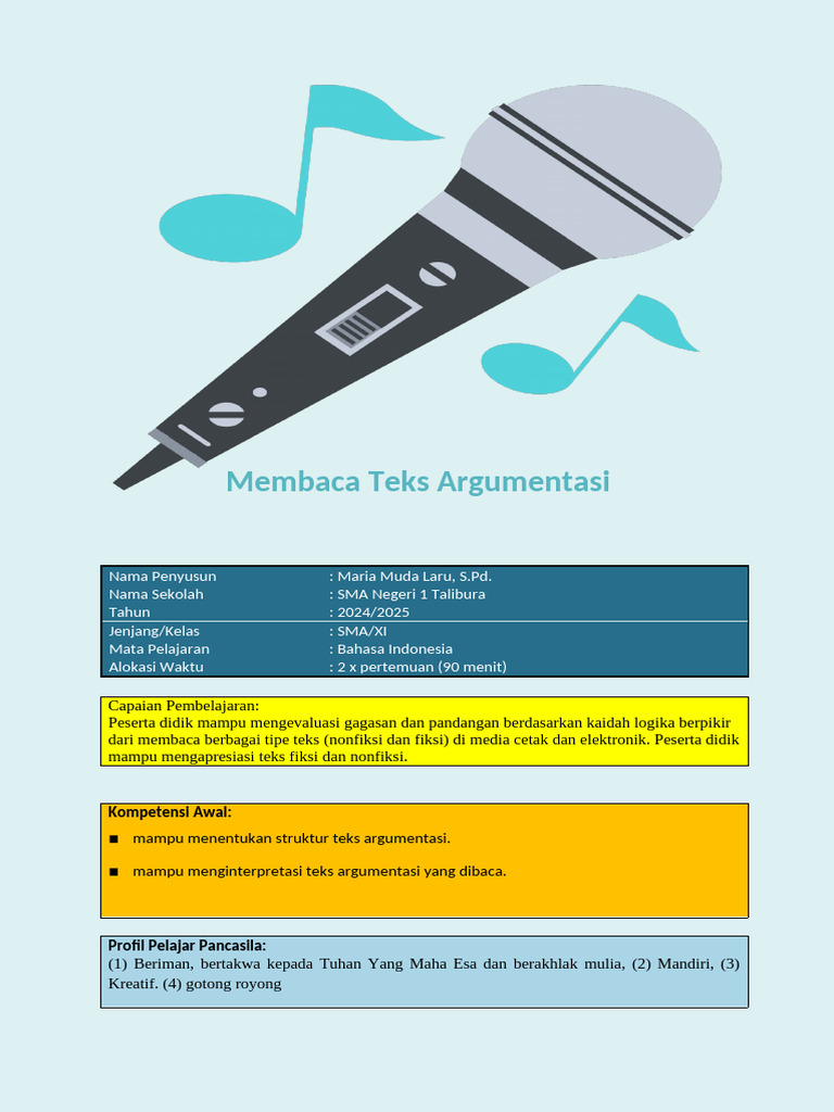 MODUL AJAR MEMBACA Argumentasi | PDF