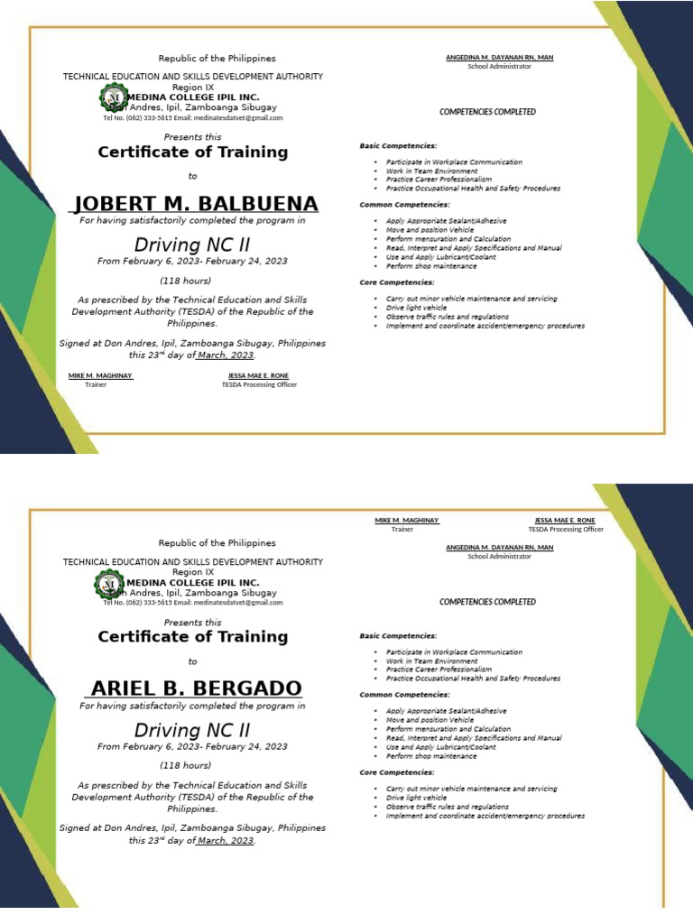 DRIVING NC II COT | PDF