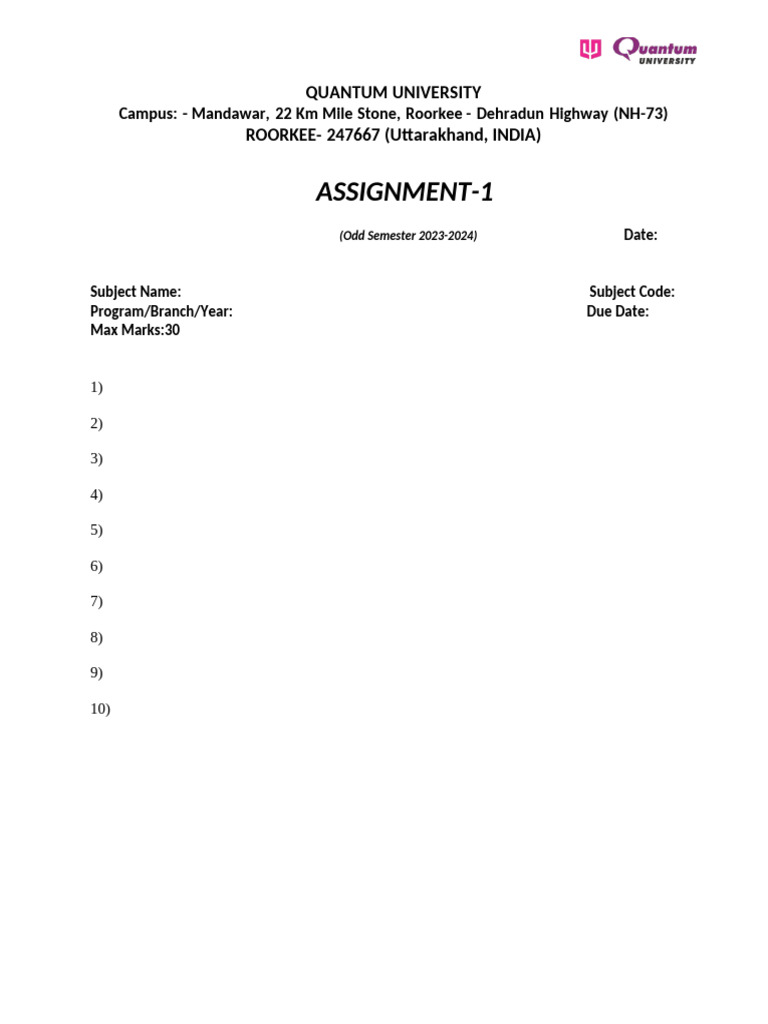 Assignment Format | PDF
