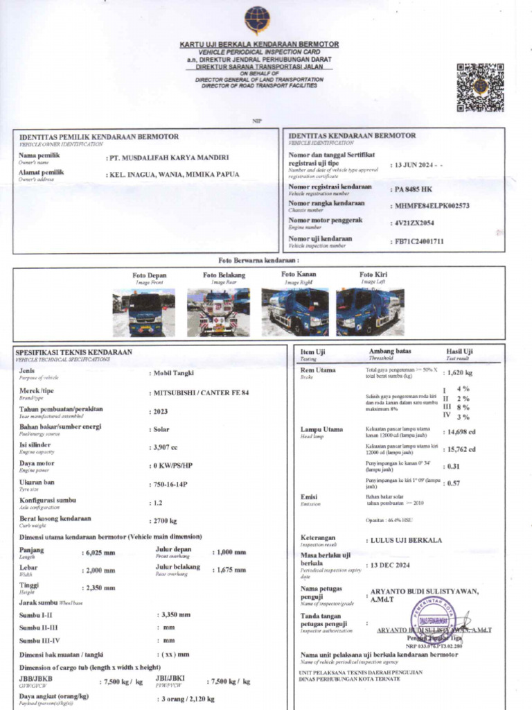 Surat Rekomendasi KIR MT PT MKM | PDF