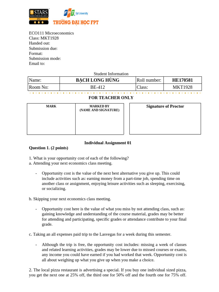 ECO111 - Test 01 - Individual Assignment 01 - Fall2024 | PDF