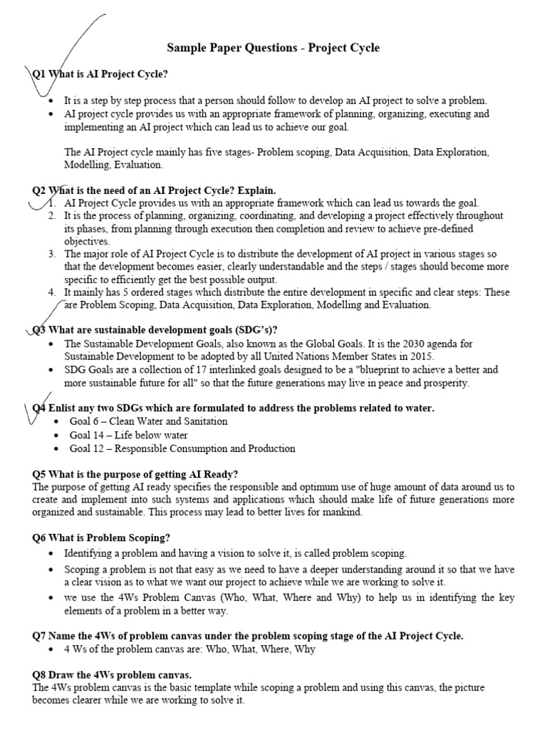 Sample Paper Questions - Project Cycle (Part 3) 2 | PDF