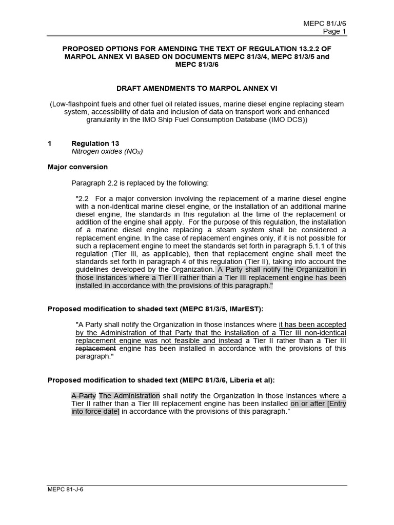 Draft Amendments To Marpol Annex Vi (Secretariat) | PDF | Engines | Marine Propulsion