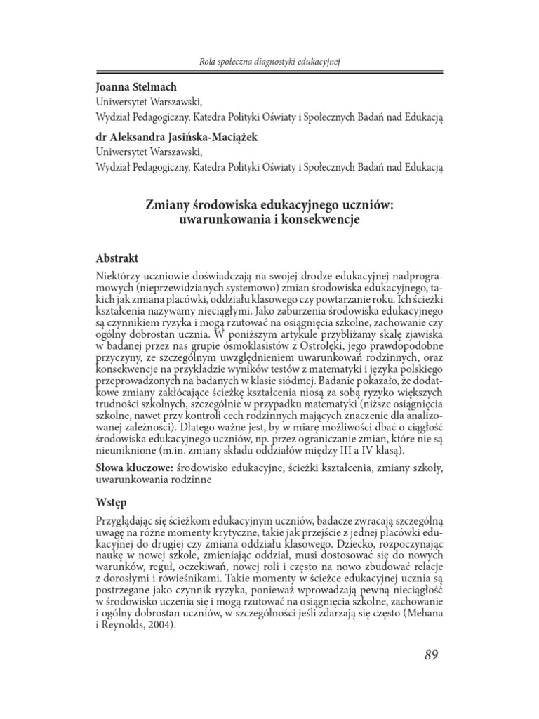 Artyku Diagnostyka Edukacyjna | PDF