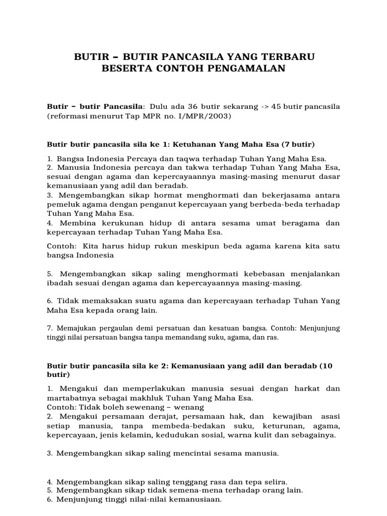 Butir Butir Pancasila | PDF