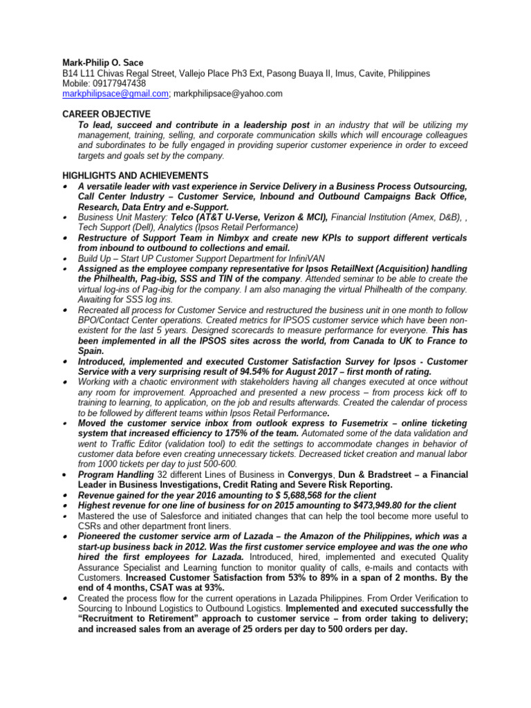 Mark-Philip O Sace CV | PDF