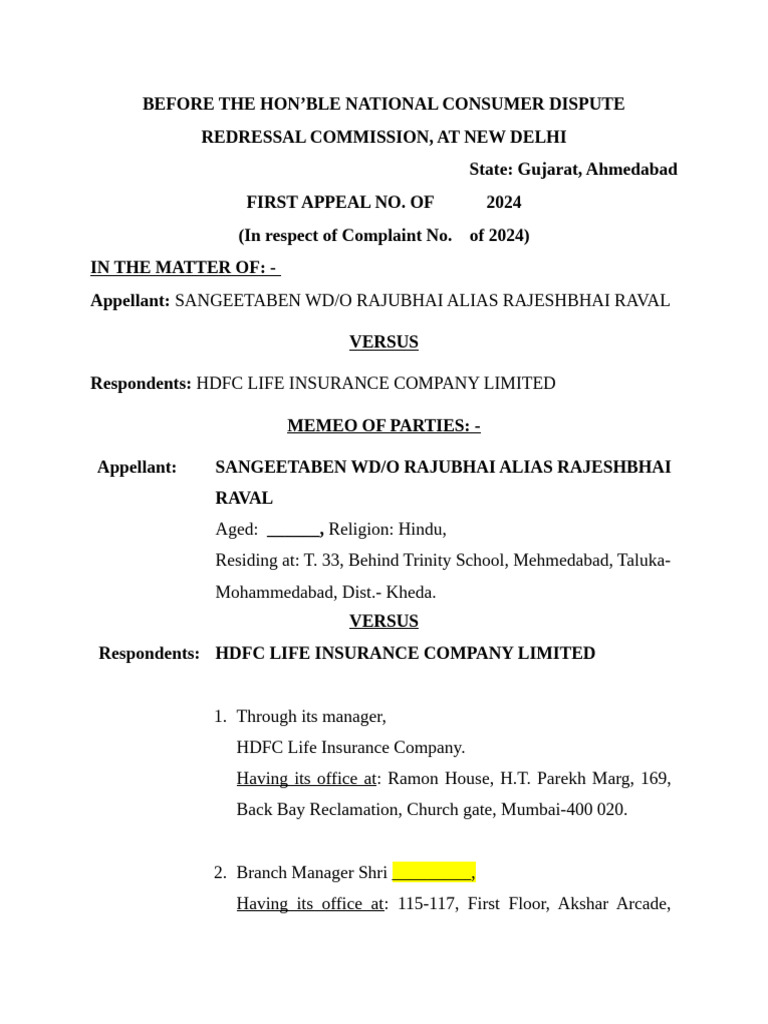 Memo of Parties | PDF