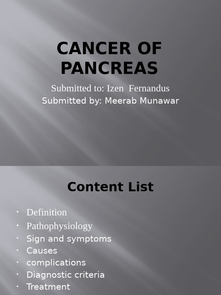 Cancer of Pancrease | PDF