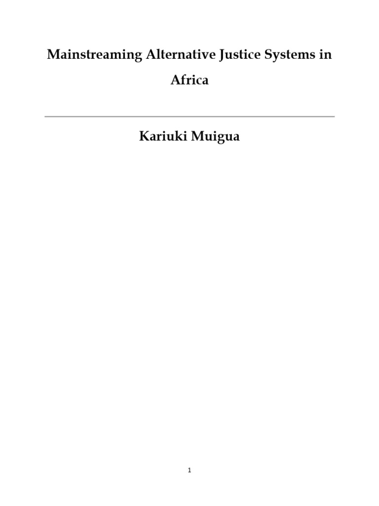 Mainstreaming Alternative Justice Systems in Africa | PDF