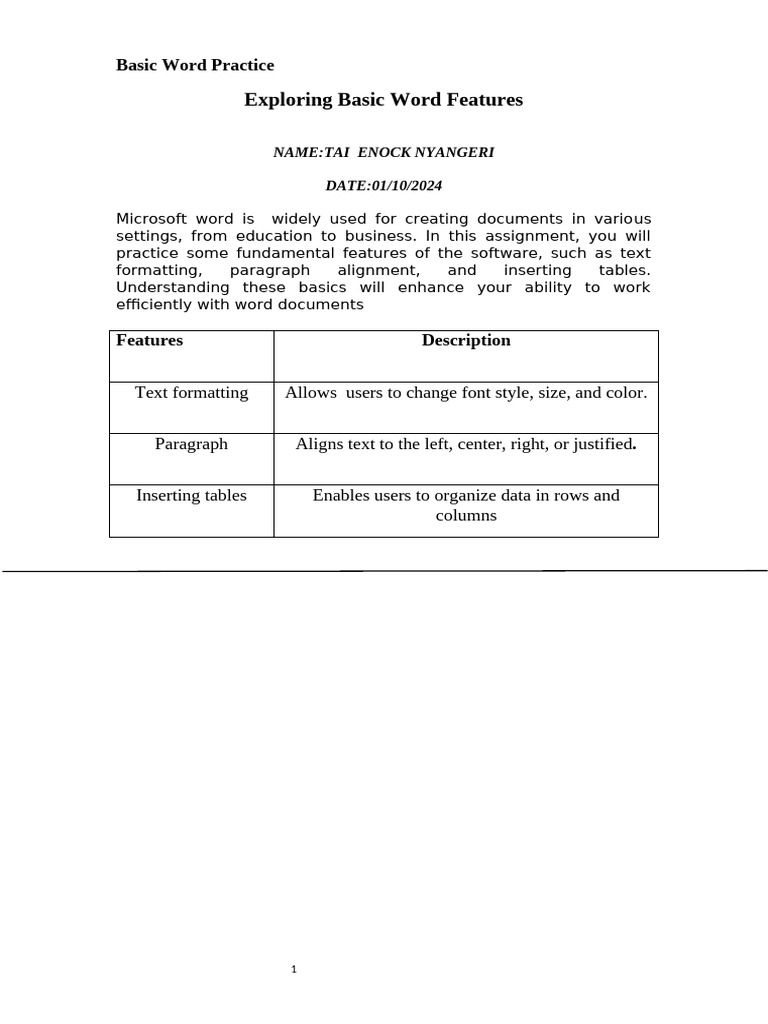 Exploring Basic Word Features | PDF