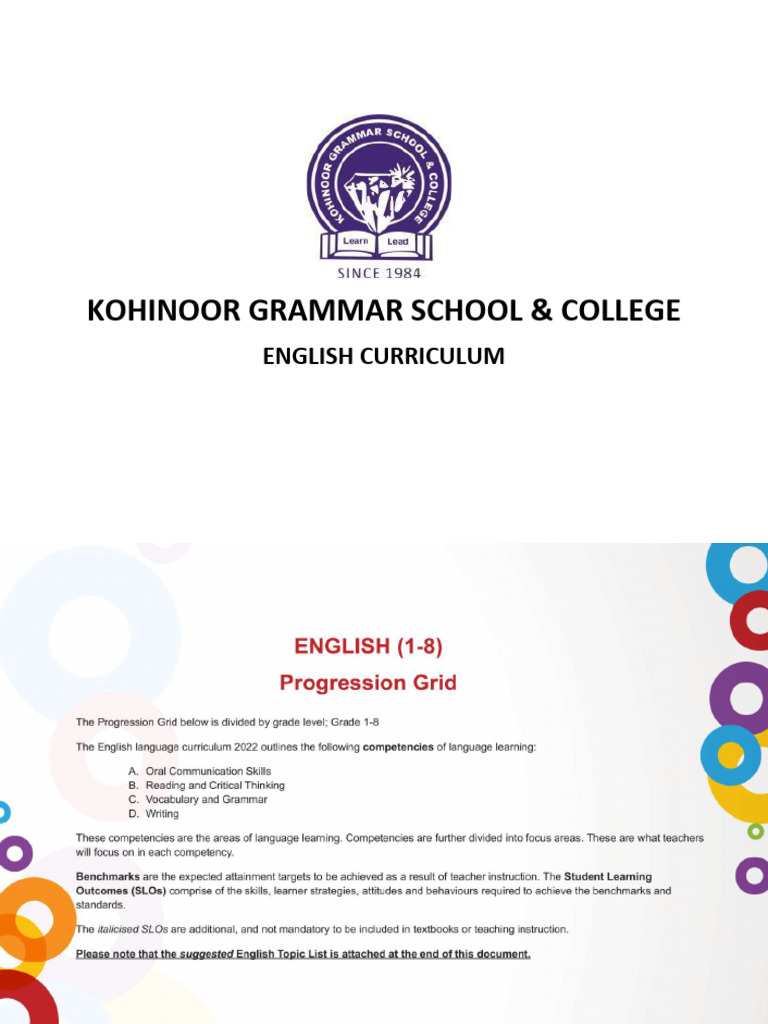 Kgs English Curriculum Pdf