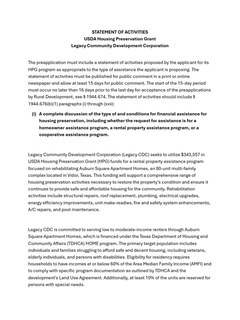 Statement of Activities Final | PDF