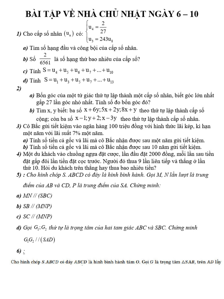 Btvn Chủ Nhật, Ngày 6 - 10 | PDF