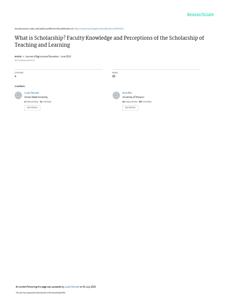 What Is Scholarship Faculty Knowledge and Percepti | PDF