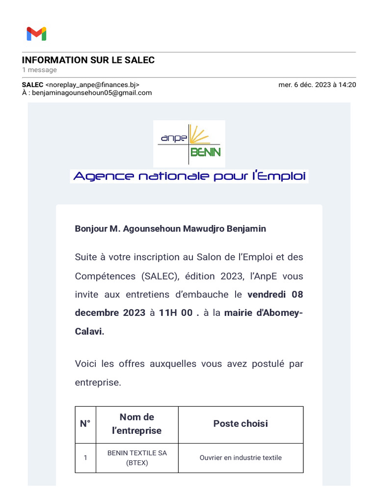 Information Sur Le Salec | PDF