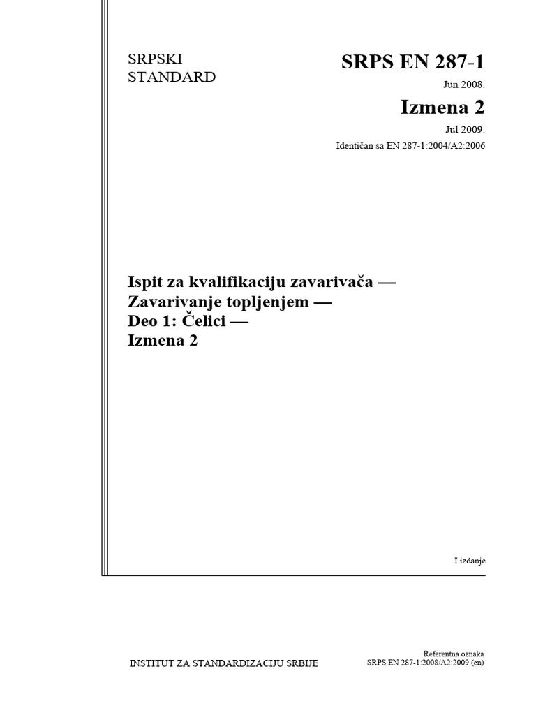 SRPS en 287-1 A2 | PDF