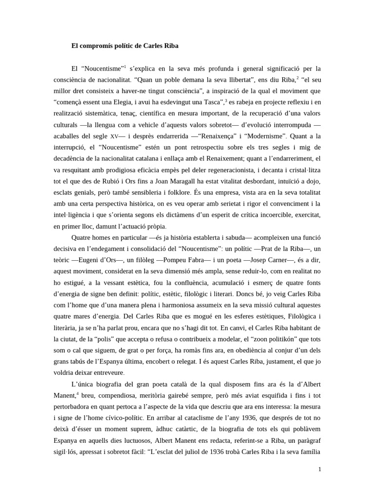 El Compromís Polític de Carles Riba | PDF