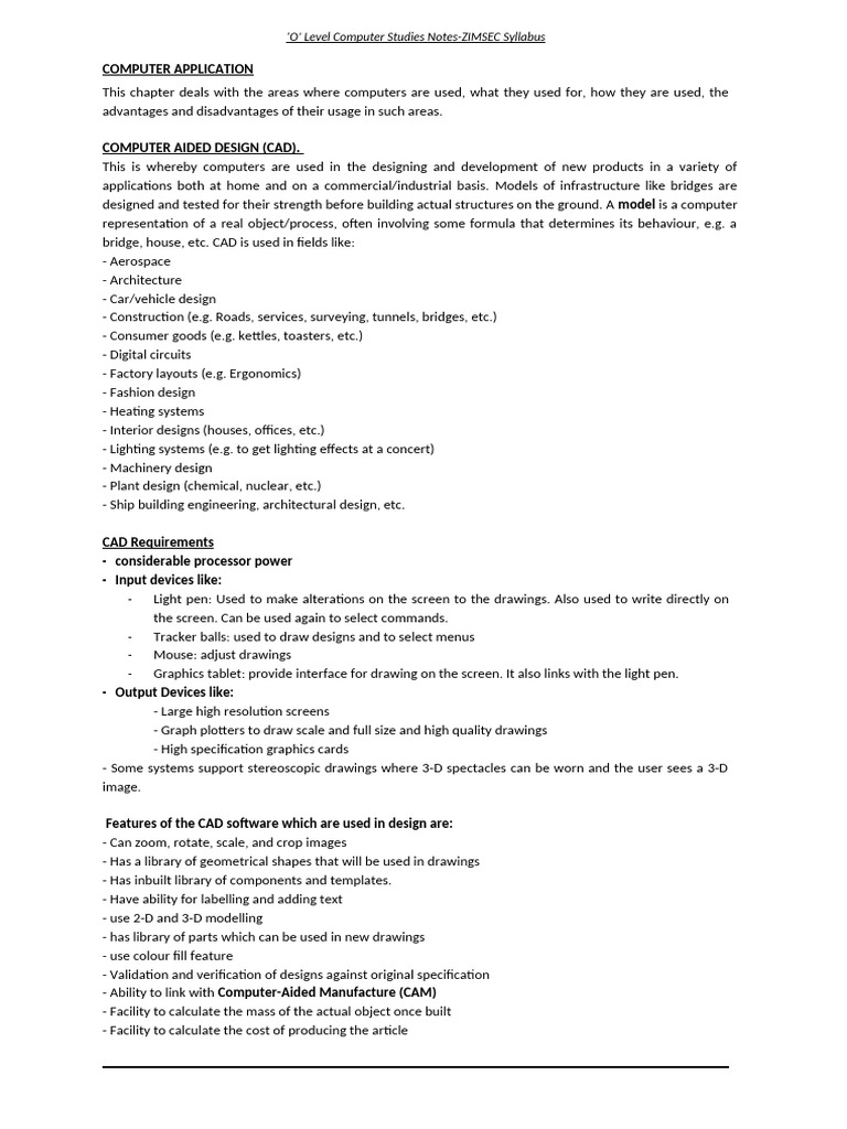 O level Computer Science notes 2 | PDF