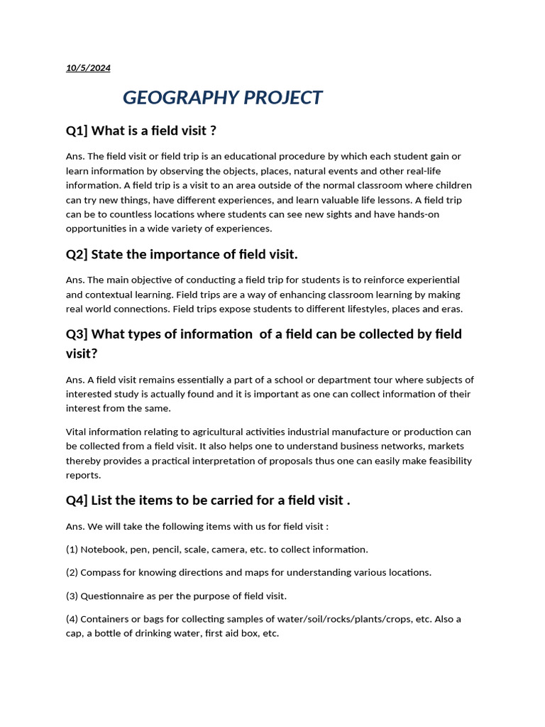 Field Visit Questions and Answers | PDF
