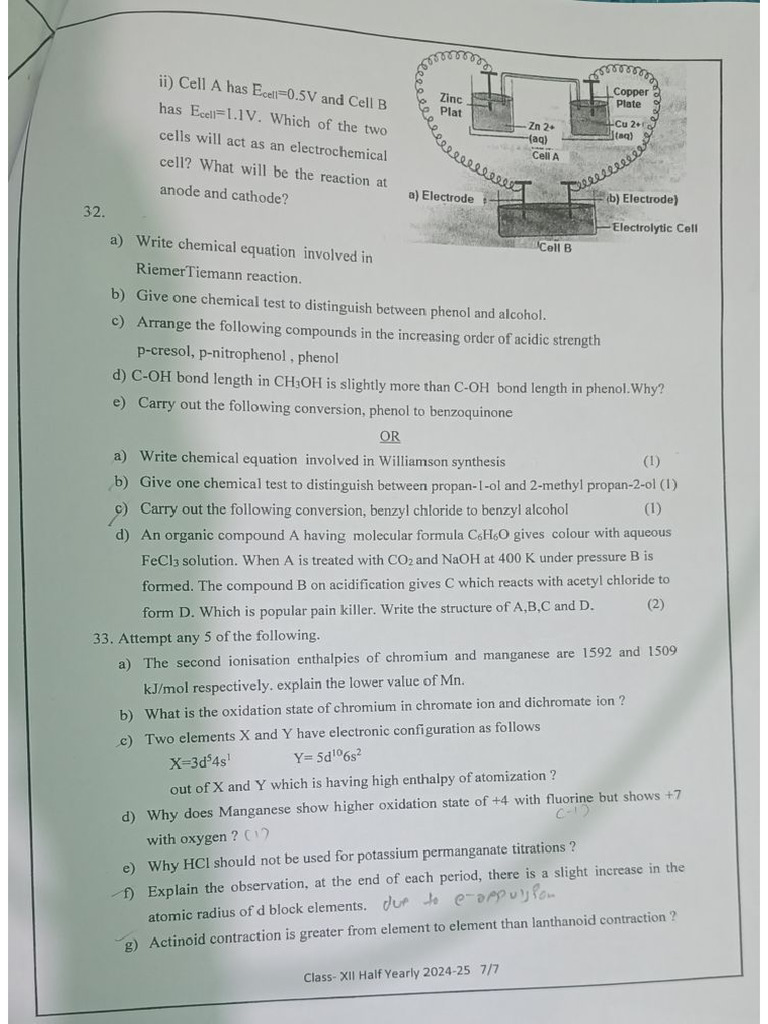 D.A.V Public School Acc Jamul Chemistry Question Paper | PDF