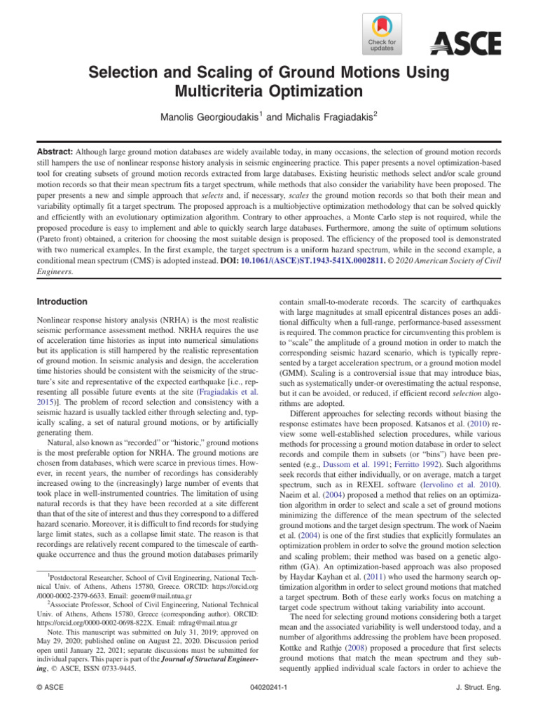 Selection and Scaling of Ground Motions Using | PDF