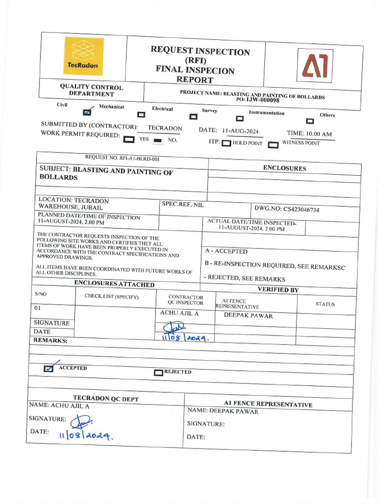 INSPECTION REPORT | PDF INSPECTION REPORT | PDF