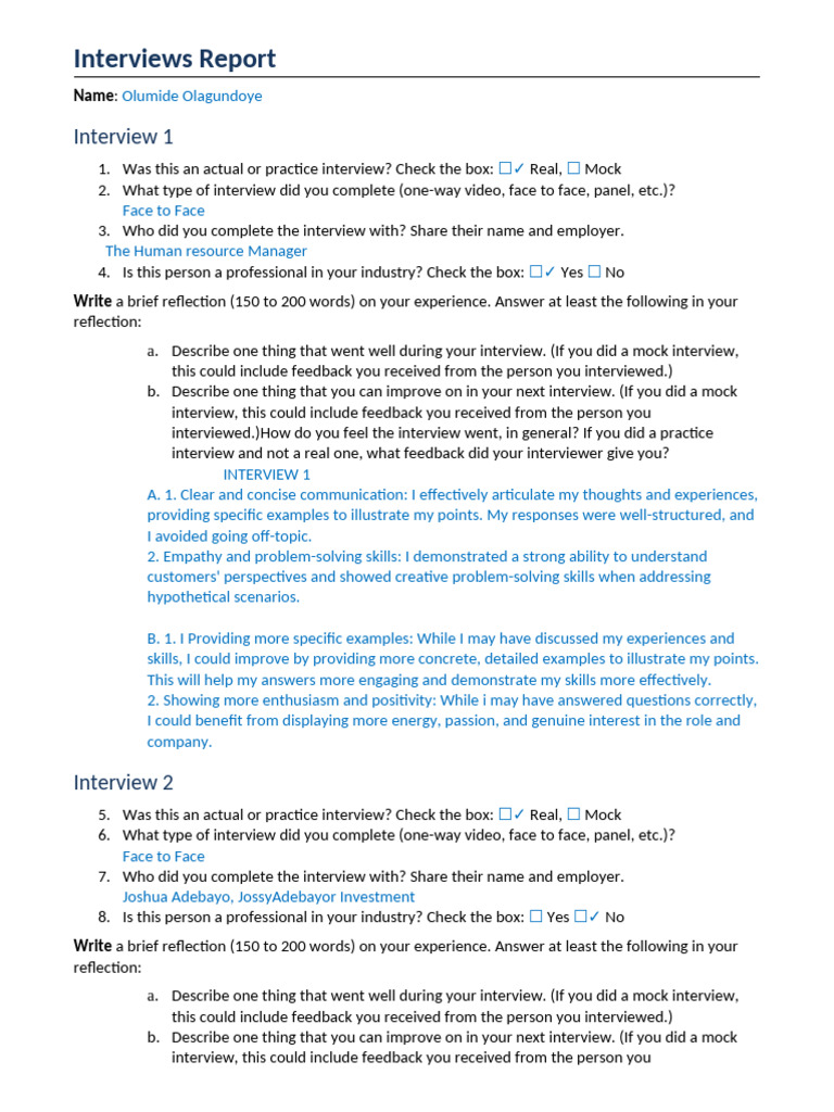 Interview Report 100 | PDF