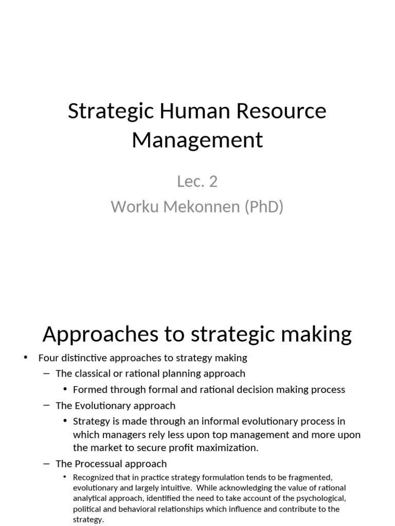 Strategic Human Resource Management - Pptx-Phd-Lec 2 | PDF