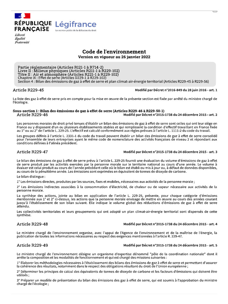 Code Environnement - PCAET | PDF